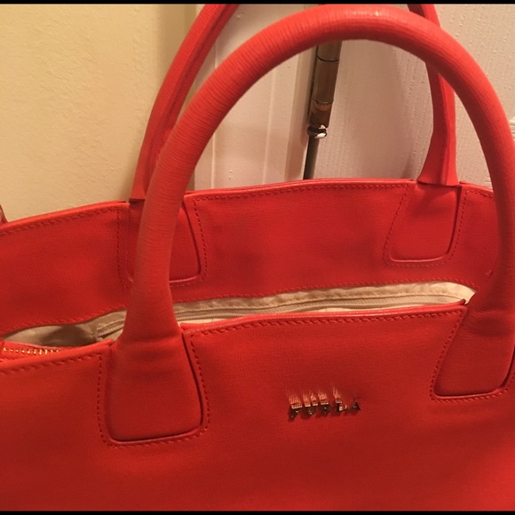 Furla | Bags | Orange Furla Leather Tote Bag | Poshmark